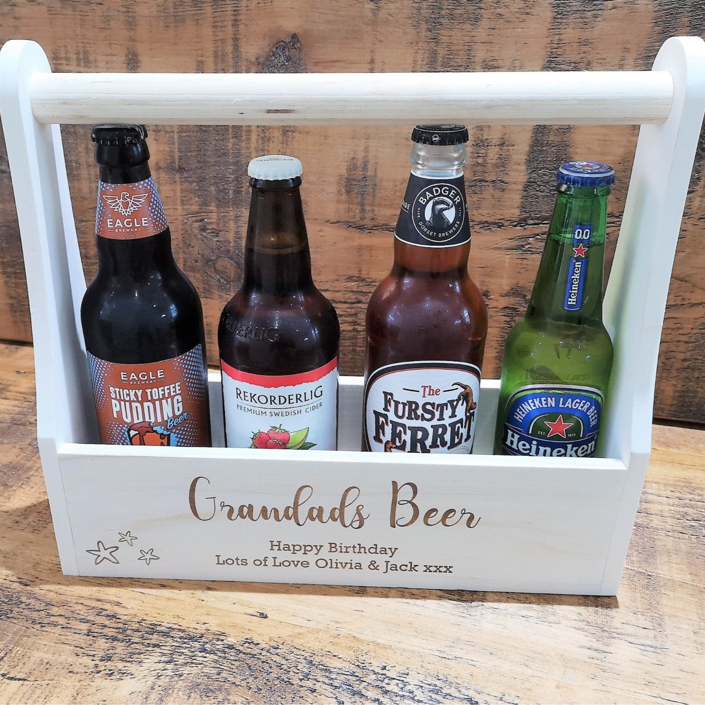 Personalised Wooden Beer Carrier - Dad's Beer Supply – Custom Gift Co